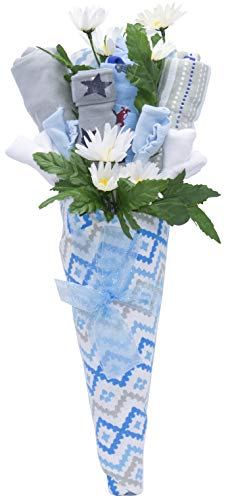 Baby Blossom Clothing Flower Bouquet, New Baby Boy Gift, Baby Clothing Arranged Like Celebration Flowers, Creative Unique Welcome Baby Gift for New Parents