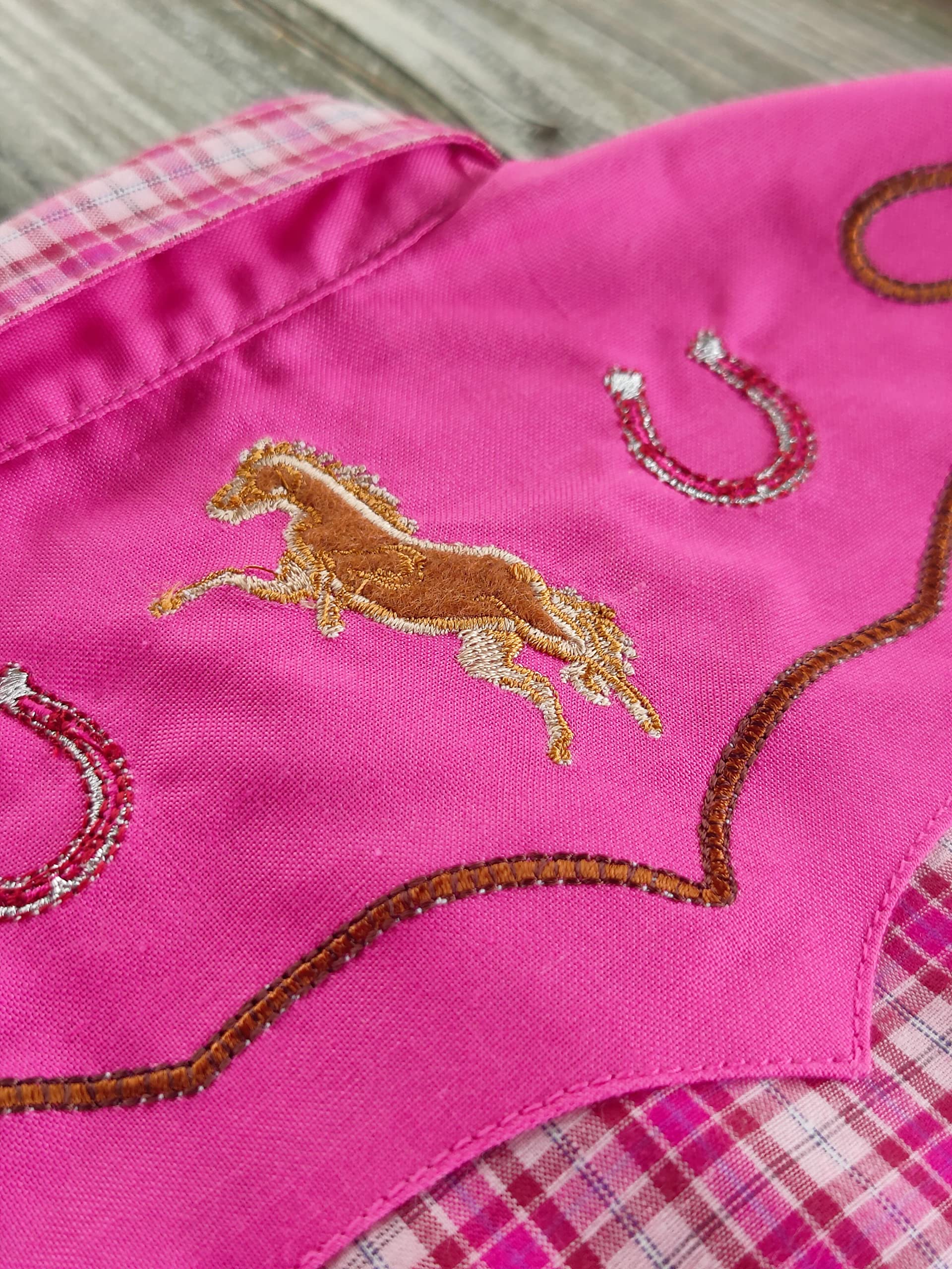 4Rodeo Baby Toddler Western Pink Plaid Cowboy Bodysuit Shirt (9-12 Months)