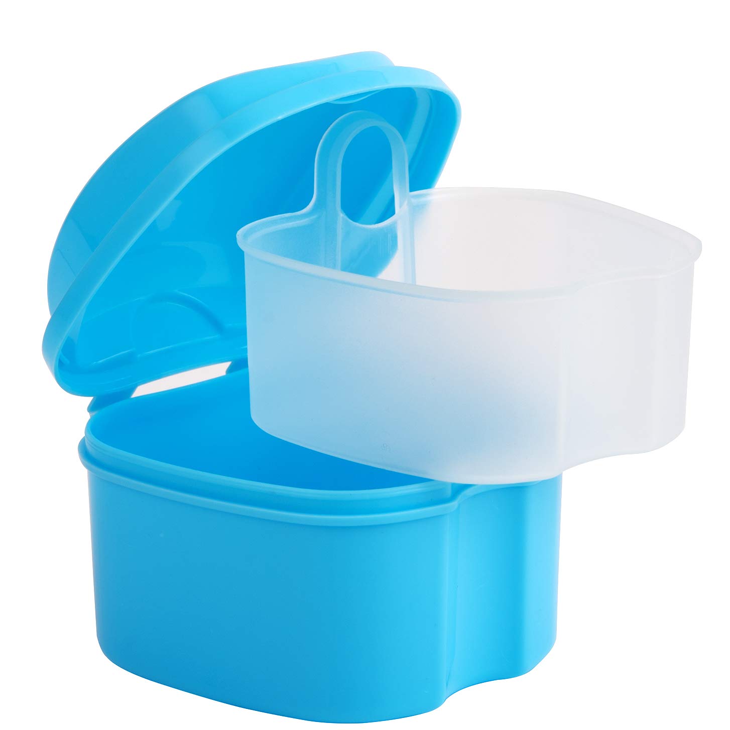 Denture Bath,Denture Holder,Denture Container with Lid,Retainer Container,Denture Case with Brush for Travel,Retainer Cleaning Case