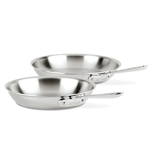 All-Clad D3 3-Ply Stainless Steel 2 Piece Fry Pan Set 10, 12 Inch Induction Oven Broil Safe 600F Pots and Pans, Cookware