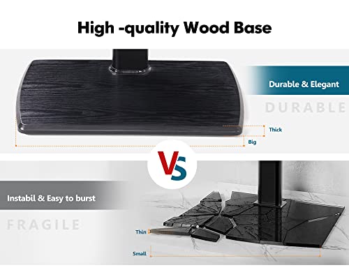FITUEYES TV Stand for 32 39 40 43 49 50 55 60 65 70 Inch TVs Tall Floor TV Stands with Sturdy Wood Base Universal Corner Stand for Flat Panel Screen TVs Height Adjustable Shelves Black