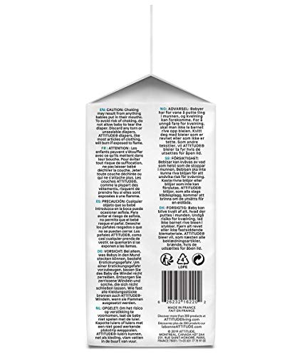 ATTITUDE Biodegradable Baby Diapers, Non-Toxic, Eco-Friendly, Safe for Sensitive Skin, Chlorine-Free & Leak-Free, Plain White (Unprinted), Size 1-2 (6-13 lbs), 36 Count (16220)