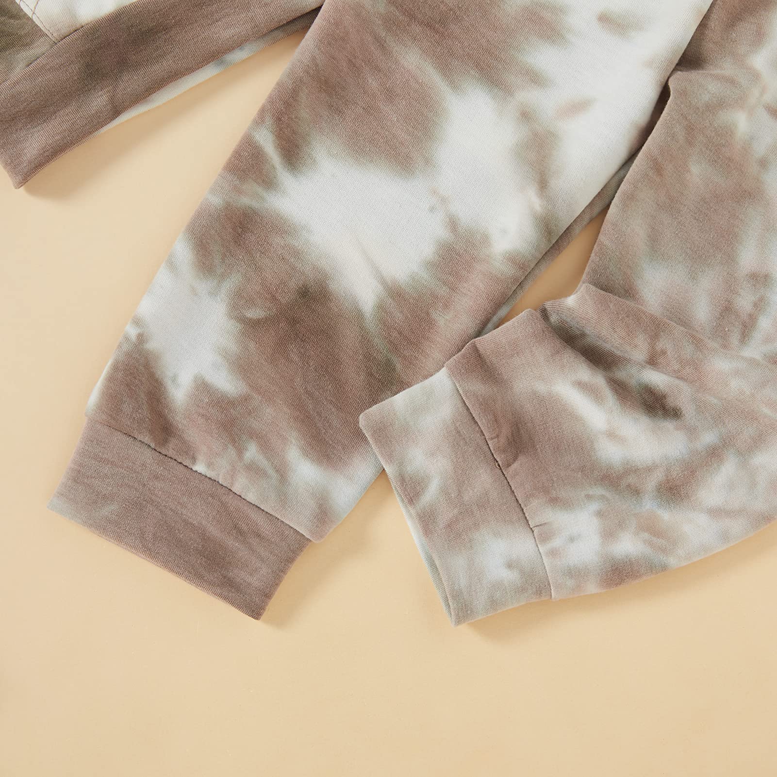 GRNSHTS Toddler Baby Boy Tie Dye Pants Set Hoodie Pocket Top Long Pants 2PCS Fall Winter Outfits Clothes (Brown,18-24M)