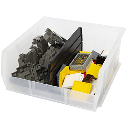 Akro-Mils 30235 AkroBins Plastic Hanging Stackable Storage Organizer Bin, 11-Inch x 11-Inch x 5-Inch, Clear, 6-Pack