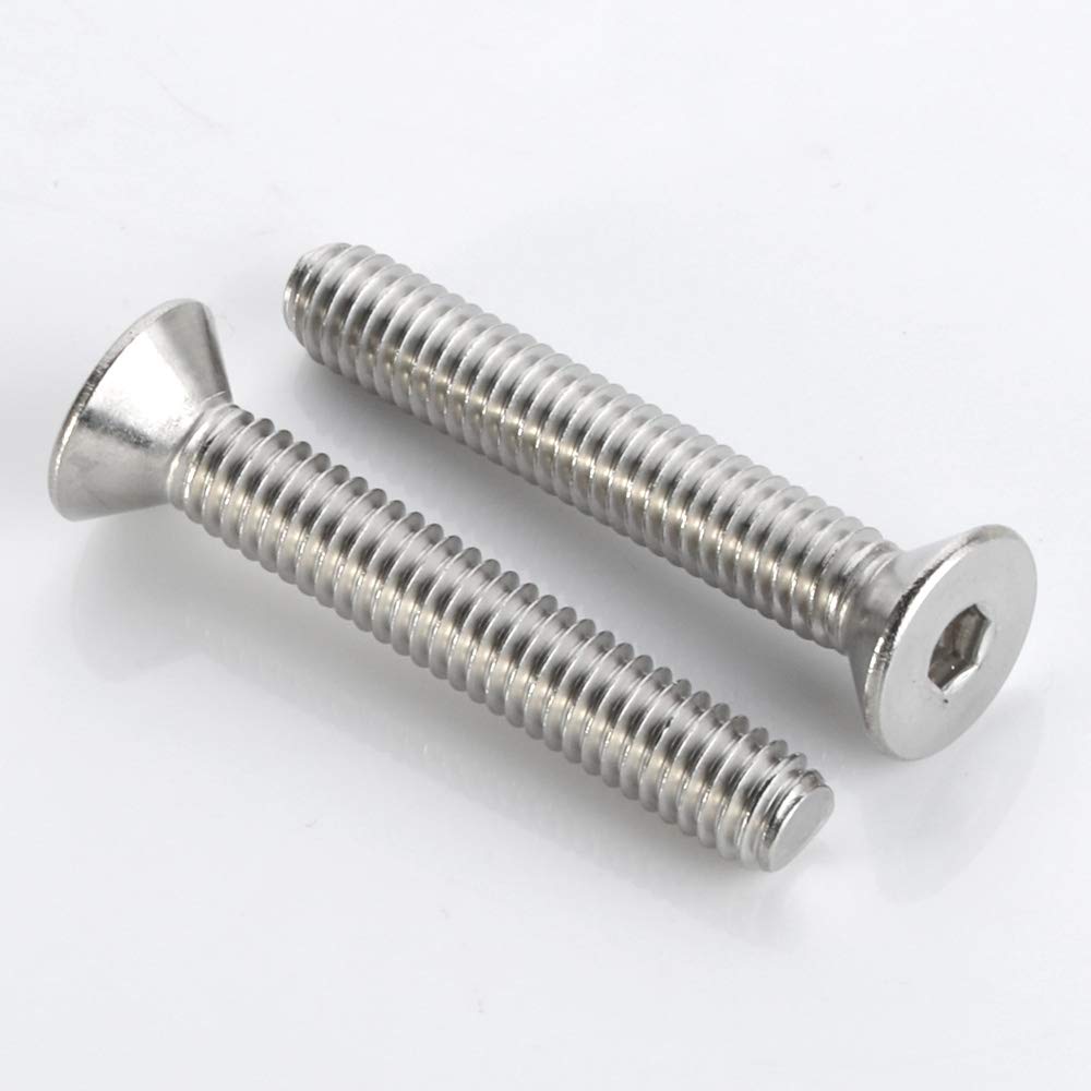 5/16-18 x 1" Flat Head Socket Cap Screws Countersunk Bolts, Allen Socket Drive, Stainless Steel 18-8, Full Thread, Bright Finish, 15 PCS