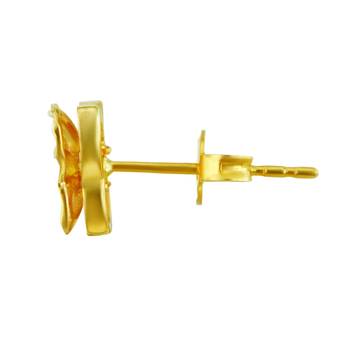 14k REAL Yellow Gold CZ Butterfly Earrings