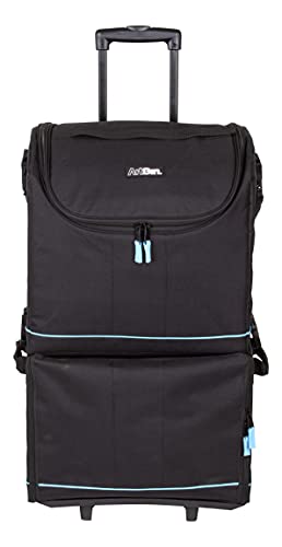 ArtBin 6922SP Tote Express Rolling Portable Art Craft & Sewing Storage Organizer Bag with Wheels-Fits Sewing Machine, 0, Black/Aqua