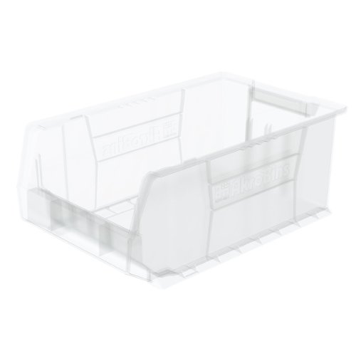Akro-Mils 30281 Super-Size AkroBin Heavy Duty Stackable Storage Bin Plastic Container, (20-Inch L x 12-Inch W x 8-Inch H), Clear, (3-Pack)