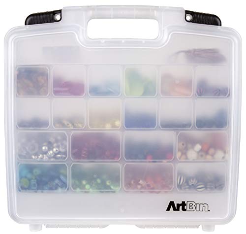 ArtBin 6962AB Quick View Deep Base Carrying Case with Removable Dividers and Tray, Portable Art & Craft Storage Box, 15", Clear