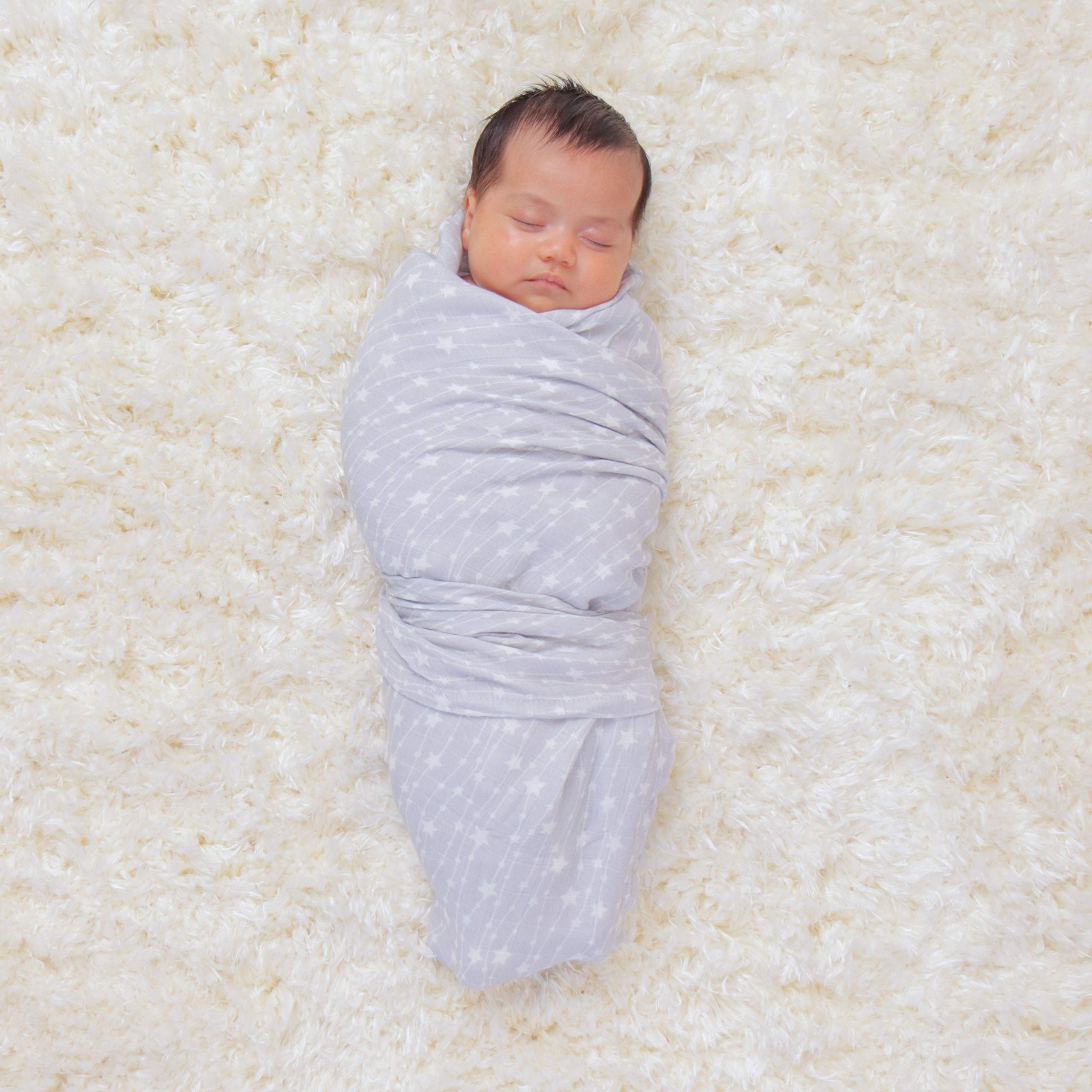 Comfy Cubs Muslin Swaddle Blankets and Burp Cloths 6 Pack Large 100% Cotton Bundled