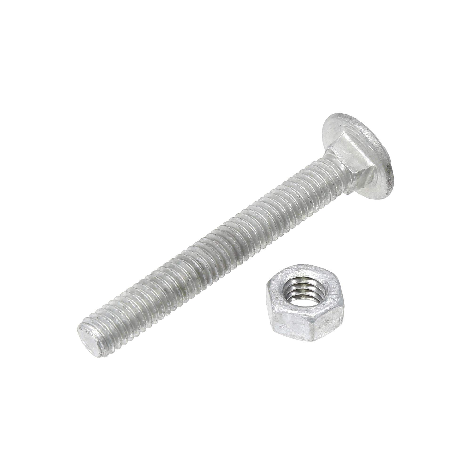 5/16" x 2 1/2" Long Carriage Bolts with Nuts, Galvanized Steel (Set of 25)