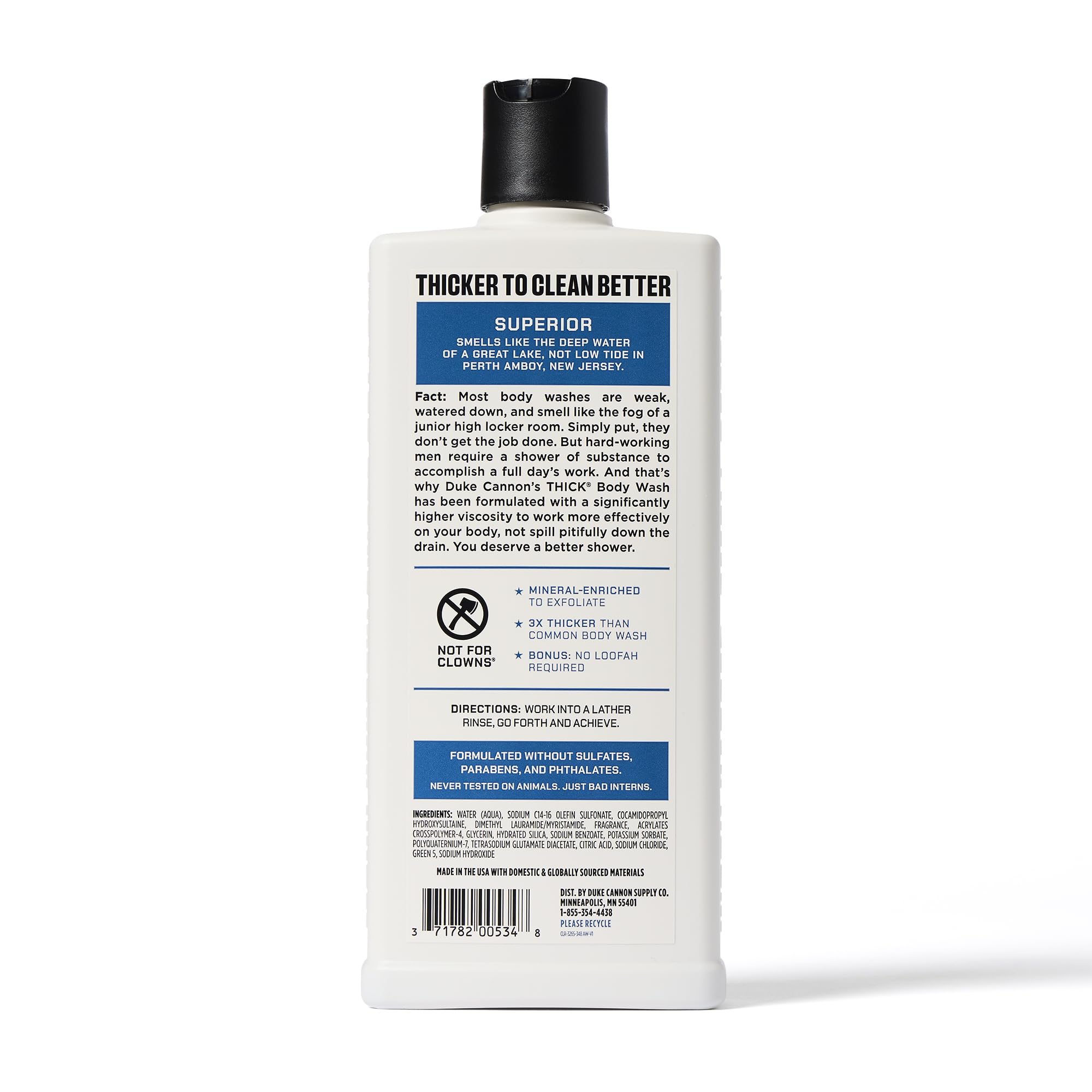 Duke Cannon Supply Co. THICK Body Wash - Accomplishment, Naval Supremacy, Productivity, Old Glory, 17.5 Fl Oz. (Old Variety 4 Pack)