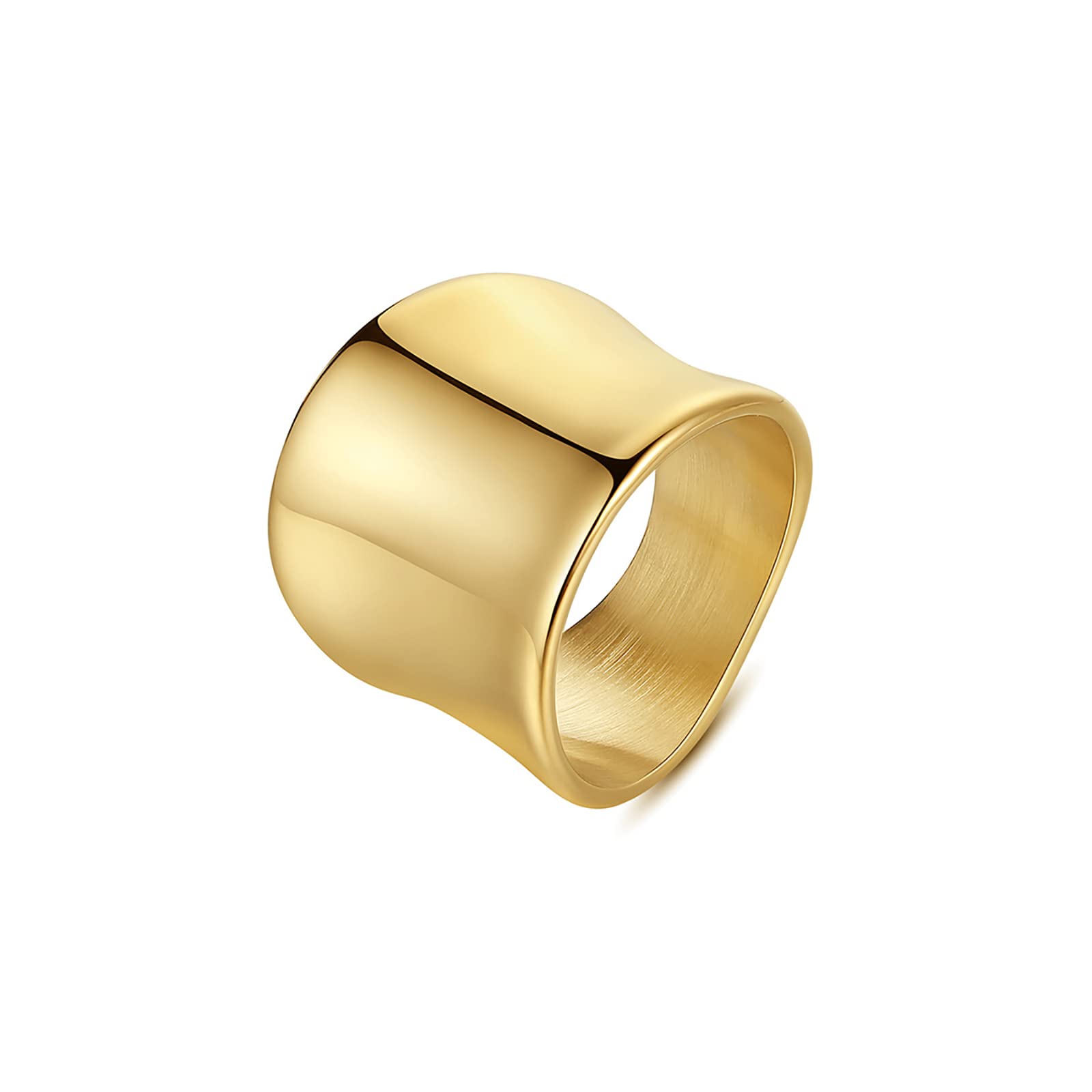 14K Gold Plated Rings Vintage Wide Band Thumb Rings Chunky Ring for Women Men Size 7 (style1, 7)