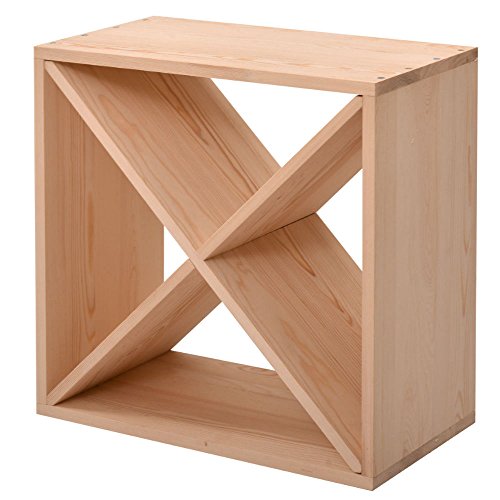 24 Bottles Holder Wine Rack Solid Wood Stackable Storage Cube Tabletop Champagne