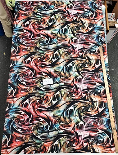 Levi Textiles, INC. Stretch Imitation Silk Chiffon Spandex Digital Print - 4 Way Stretch - 90/10 Stretch- 58/60" - Sold BTY (Ghost Waves)