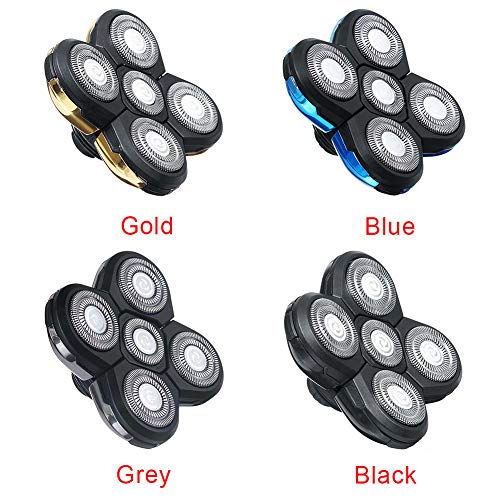 5 Head Shaver Heads, Shaver Double Ring Blade Heads Shaver Replacement for Electric Razor Shaving Bald Tool, Head and Face Electric Razor Shaver Head, Easy to Install
