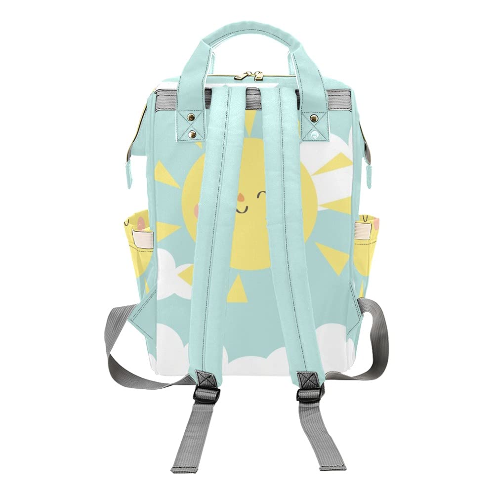 You are My Sunshine Personalized Diaper Bag Backpack Tote with Name,Custom Travel Nappy Mommy Bag Backpack