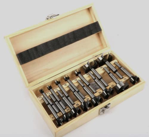 15PCS Forstner Drill Bit Set with Wooden Storage Case, 10-50mm 2/5-2in Round Shank Woodworking Hole Saw Drilling Cutting Tool KitsĀ