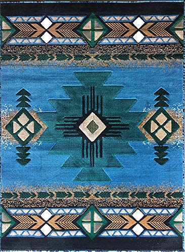 Champion Rugs Southwest Native American Indian Light Blue Area Rug (3 Feet 10 Inch X 5 Feet 2 Inch)