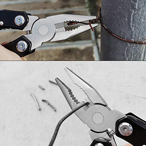 14-In-1 Multitool with Safety Locking, Professional Stainless Steel Multitool Pliers Pocket Knife, Bottle Opener, Screwdriver with Nylon Sheath ,Apply to Survival,Camping, Hunting and Hiking