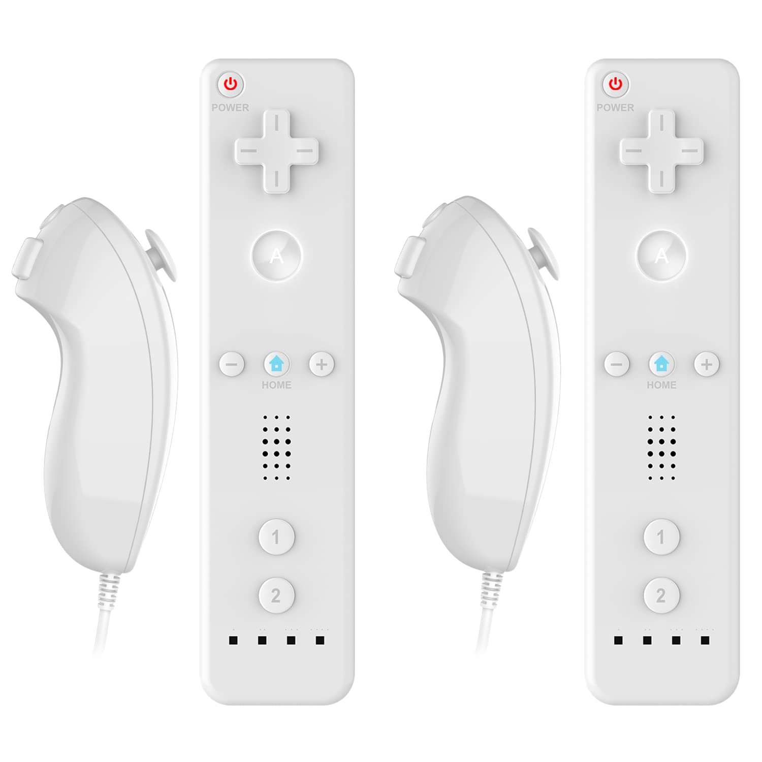 2 Pack Remote Controller Gesture Controller and Nunchuck Joystick Compatible for wii/wii u, Controller With Silicone Case and Wrist Strap - White