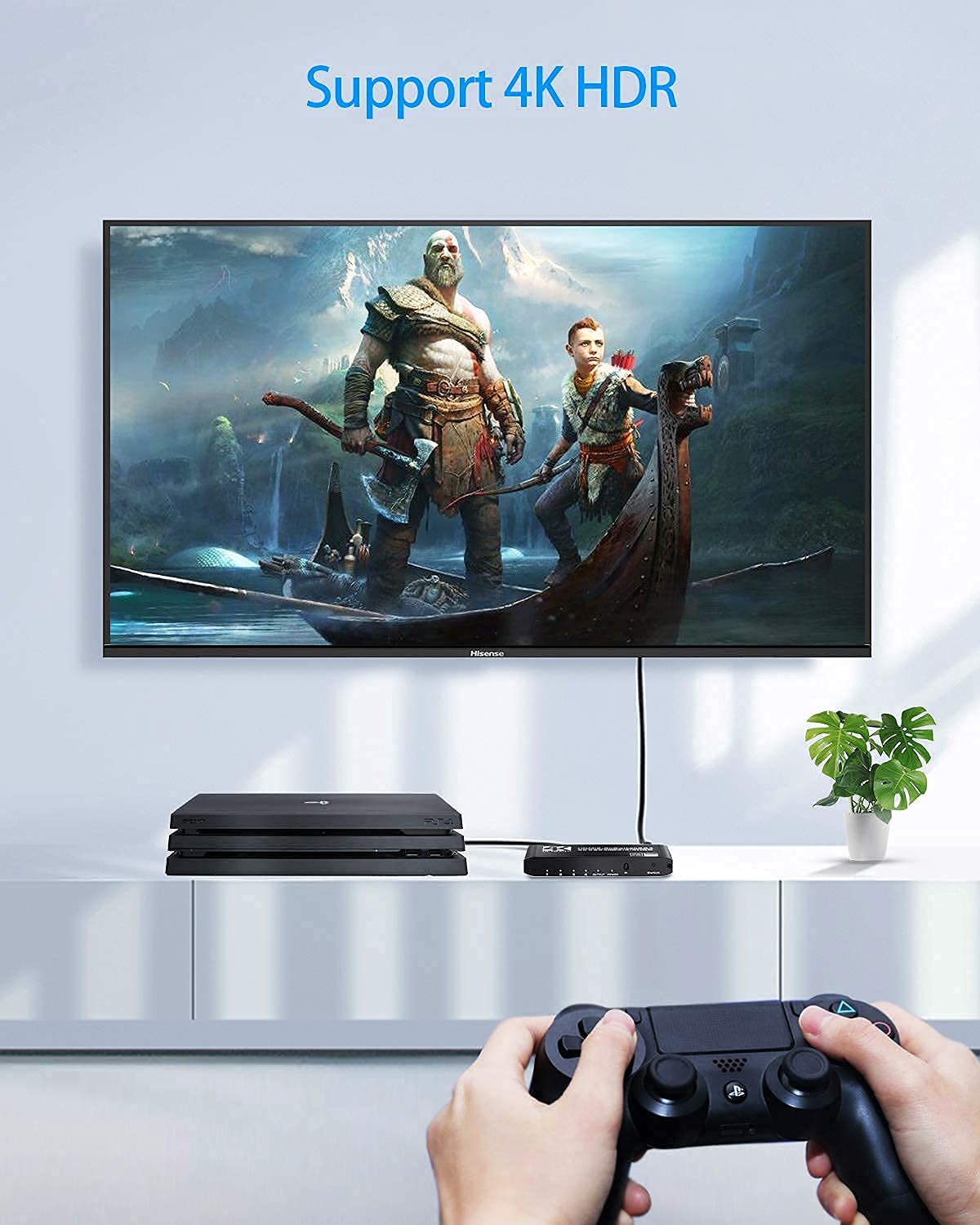 4k HDR HDMI Switch, Koopman 4 Ports HDMI 2.0 Switcher Selector with IR Remote Control, Supports HDCP 2.2 4K@60Hz UltraHD HDR10 3D HD1080P Dolby DST, HDMI Splitter for PS4 Xbox Apple TV Fire Stick