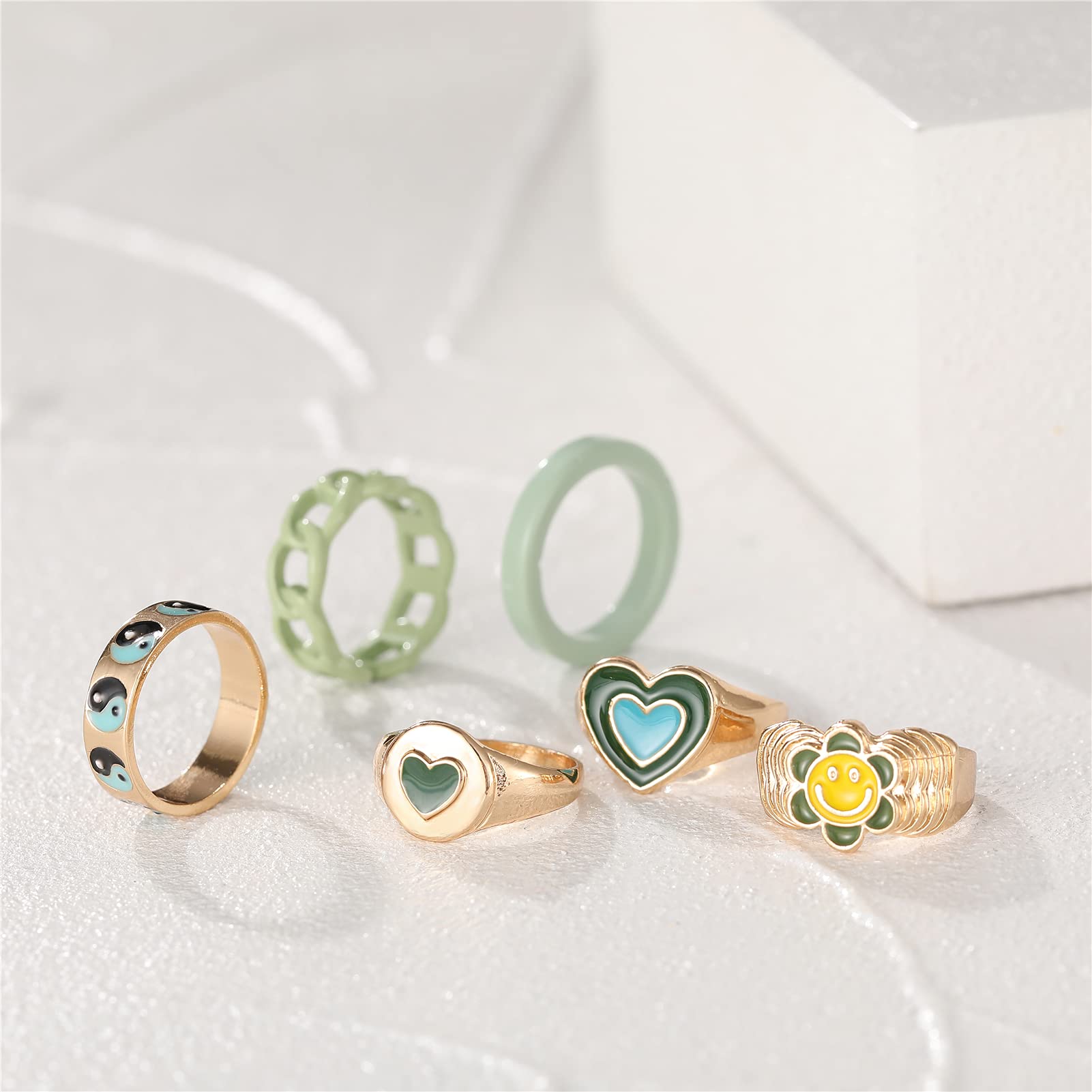 17 MILE Chunky Rings Colorful, Trendy Resin Acrylic Open Stackable Finger Knuckle Y2K Rings for Women (Color 5)