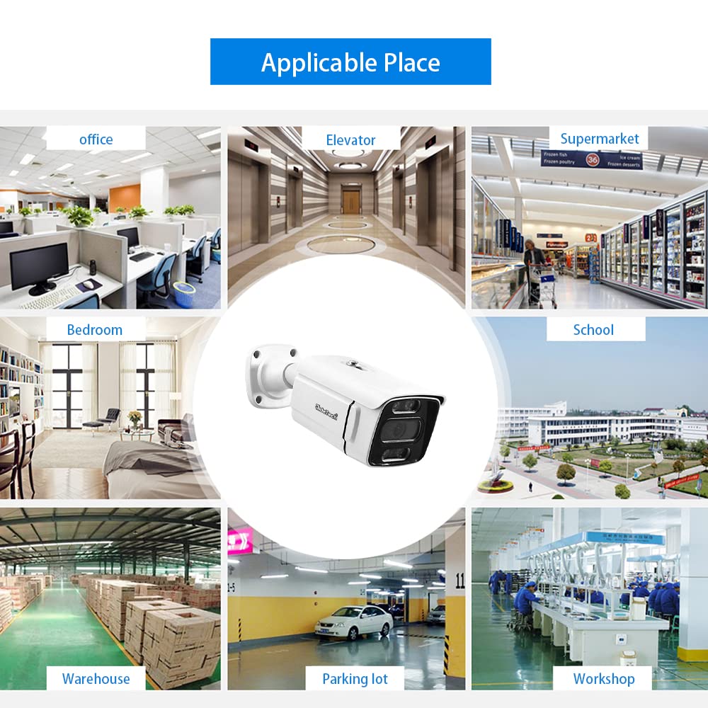 JideTech HD 5MP POE Camera Outdoor, 2592x1944P Bullet IP Security Camera with 2 Way Audio, Night Vision 65ft, Motion Detection, IP66 Waterproof, Support H.265+ Video Compression, 24/7 Recording