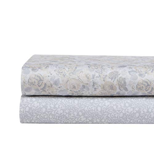 Laura Ashley Home - Queen Sheets, Soft Sateen Cotton Bedding Set - Sleek, Smooth, & Breathable Home Decor, Winnie Grey