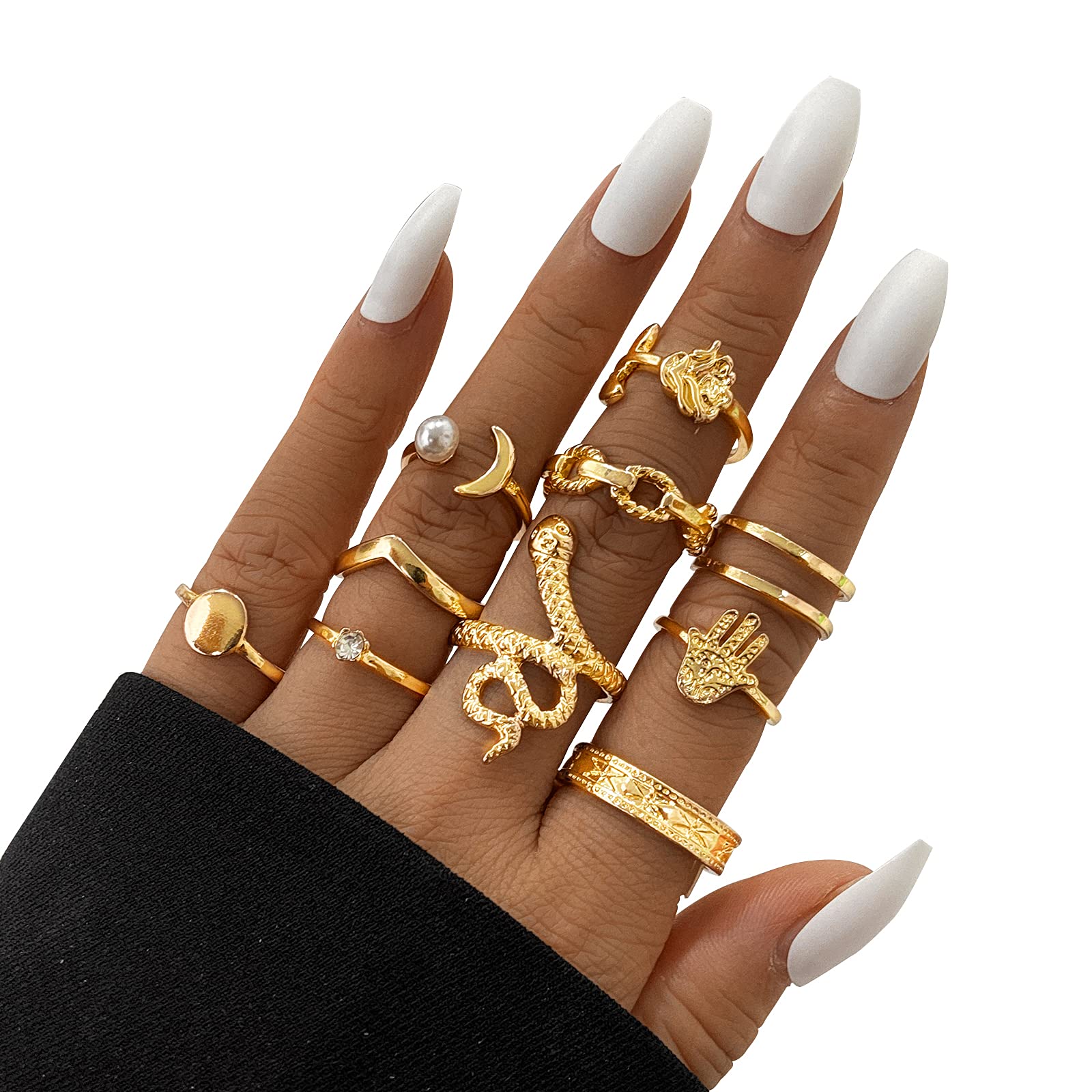 17 MILE Gold Knuckle Rings Set for Women, 10 Pcs Trendy Simple Midi Rings Gold Plated Statement Stackable Rings Pack