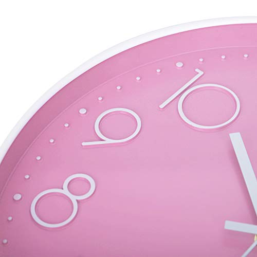 Lafocuse 12 Inch 3D Numbers Pink Wall Clock for Living Room Decor, Modern Kitchen Wall Clock Battery Operated Silent Non-Ticking Bedroom Home Office