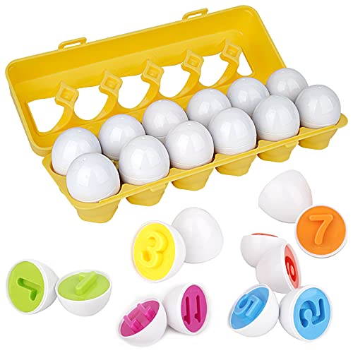 LZQINXUN Educational Toys,Matching Eggs,Egg Toy Preschool Toys for Kids and Toddlers to Learn About Shapes and Numbers,Learning Games Sorting Toys Easter Eggs Gift (Number & Match)