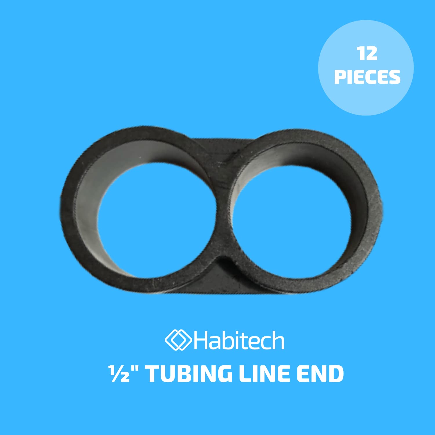 Habitech 1/2" Figure 8 End Cap Plug Irrigation Fittings (12 Pack) - Drip Line Plug Closures compatible with Rain Bird and Most 1/2" Irrigation Tubing or Sprinkler Systems