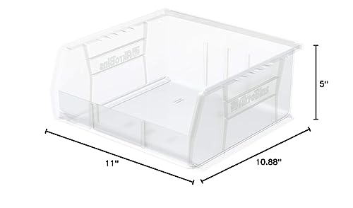 Akro-Mils 30235 AkroBins Plastic Hanging Stackable Storage Organizer Bin, 11-Inch x 11-Inch x 5-Inch, Clear, 6-Pack
