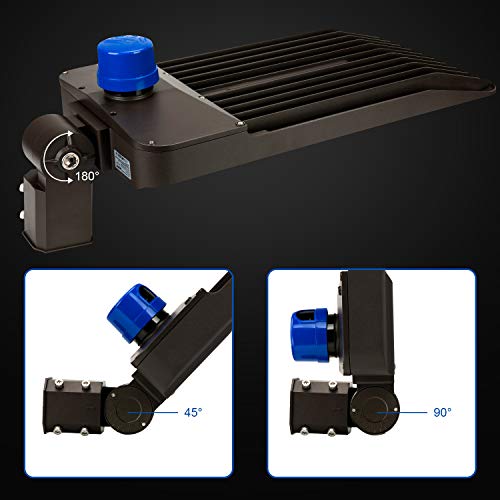 LEDMO 300W LED Parking Lot Light 36000LM 5000K Adjustable Slip Fit Mount Security Light with Dusk-to-Dawn Photocell IP65 Waterproof LED Stadium Flood Light for Garage, Yard, Street 2 Pack