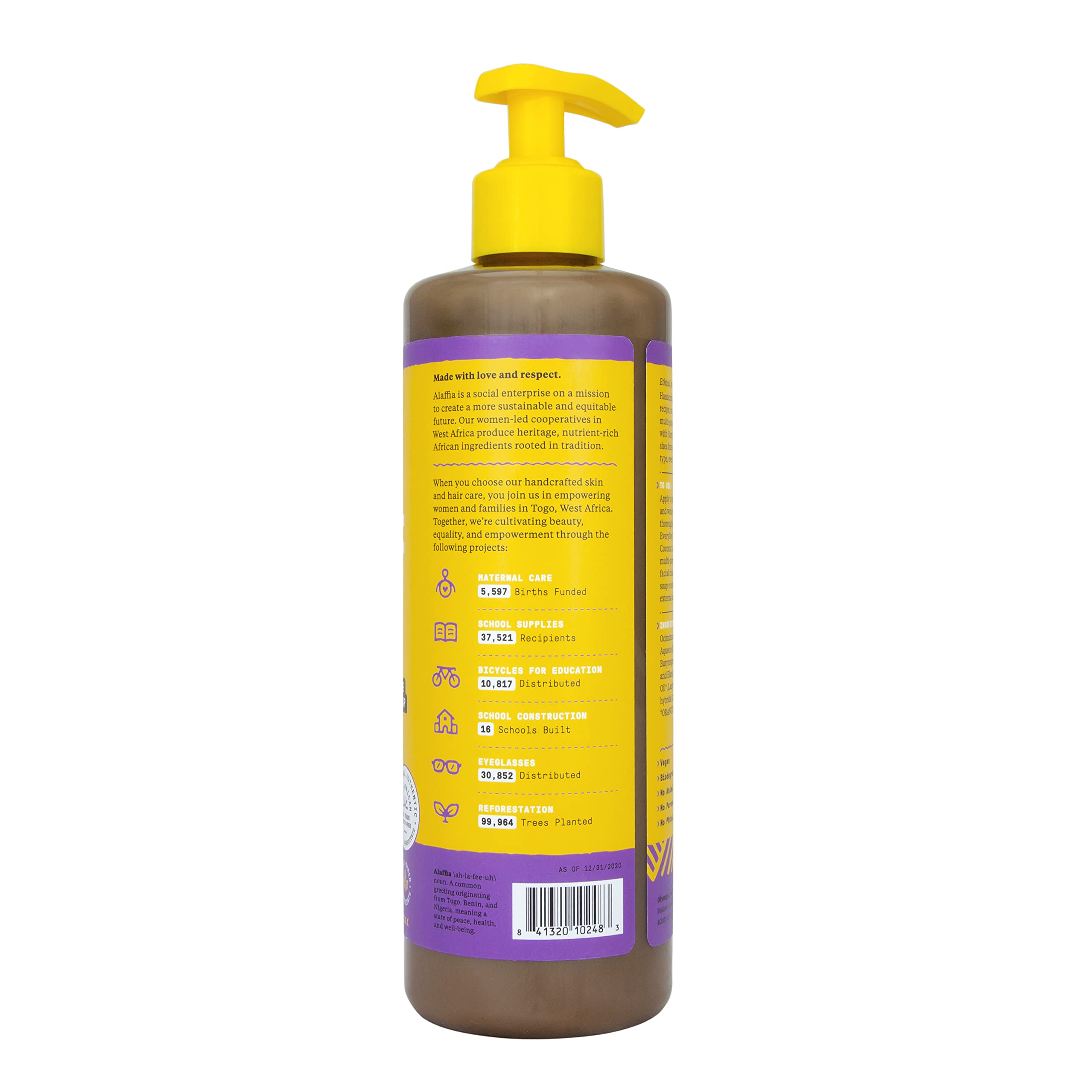 Alaffia Skin Care, Authentic African Black Soap, All in One Body Wash, Face Wash, Shampoo & Shaving Soap with Fair Trade Shea Butter, Wild Lavender, 16 Fl Oz