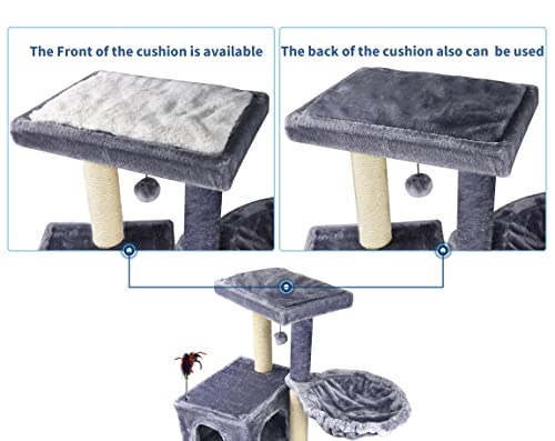 AIWIKIDE 002G Cat Tree has Scratching Toy with a Ball Activity Centre Cat Tower Furniture Jute-Covered Scratching Posts Grey …