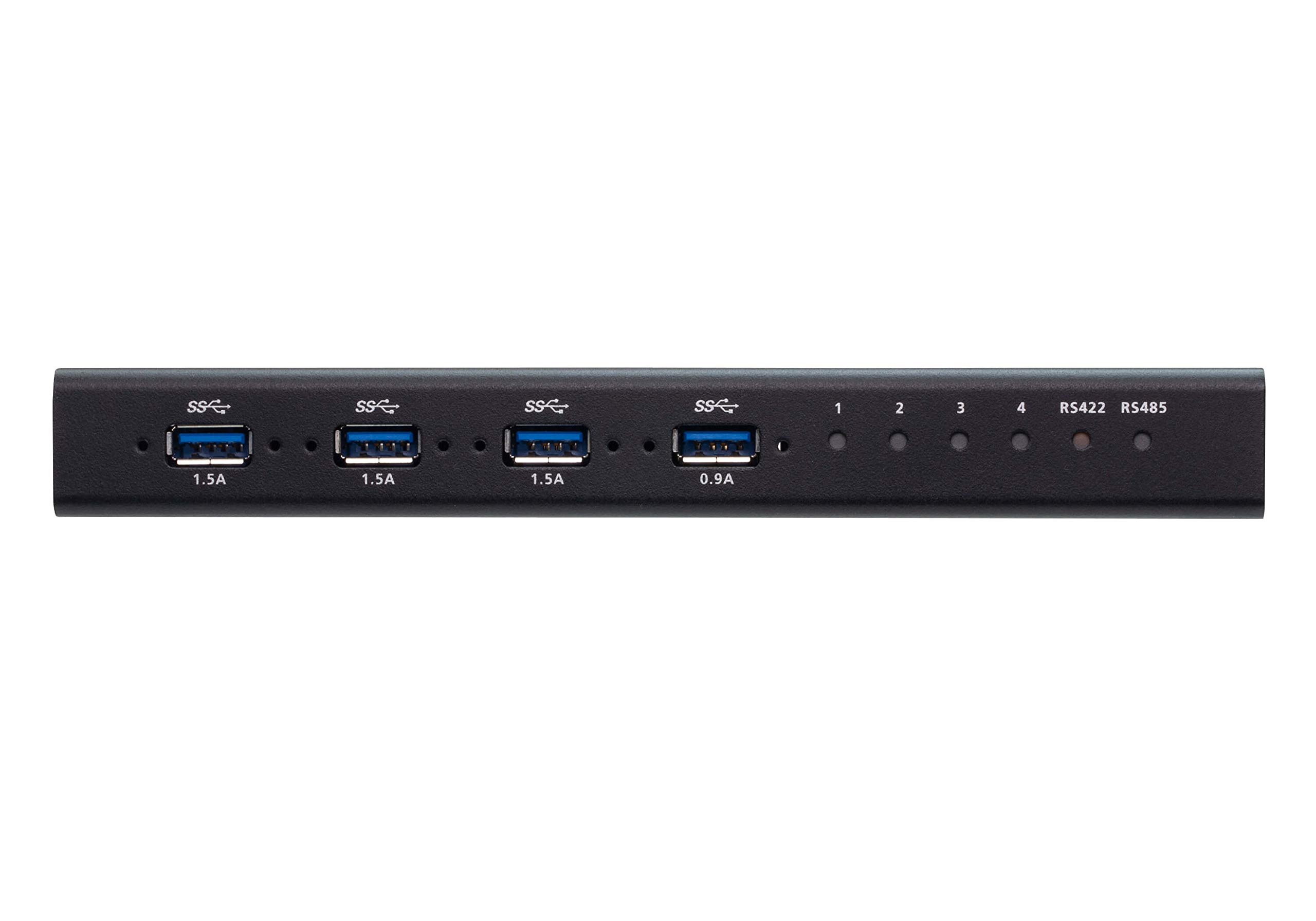 ATEN US3344I 4 x 4 USB 3.2 Gen 1 Industrial Hub Switch, Includes Mounting Kit, Remote Port Selector and Terminal Block Adapter Set