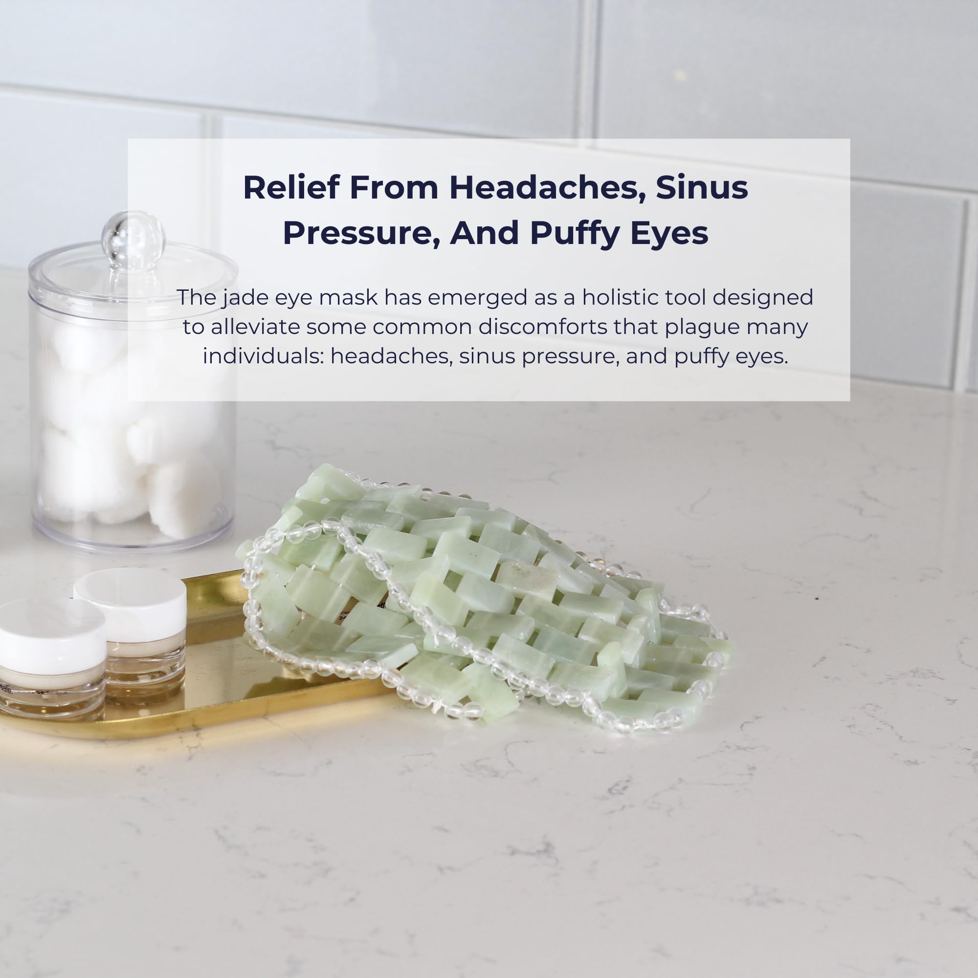 Alana Mitchell Jade Eye Mask β Weighted Eye Mask to Eliminate Wrinkles, Puffiness, & Irritation β Headache and Migraine Relief Mask - 100% Real Jade Stone Beads for Hot & Cold Anti Aging Therapy