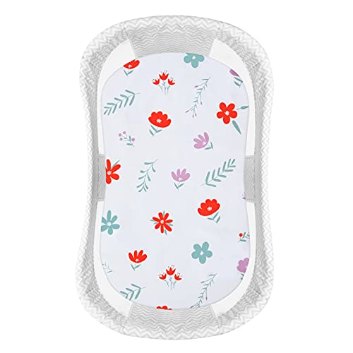 Bassinet Sheet Floral, 33" X 17" Flexible for Different Cradle and Bassinet Mattress, Soft Breathable Universal Sheet for Rectangle, Oval, Hourglass Bassinet Mattress