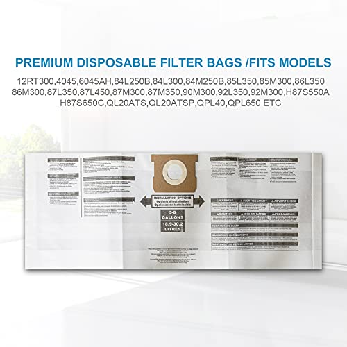 12 Pack Type E & Type H Replacement 90661 90671 CMXZVBE38767 Vacuum Dust Bags Compatible with Shop Vac CRAFTSMAN 5-8 Gallon Wet Dry Vacuum