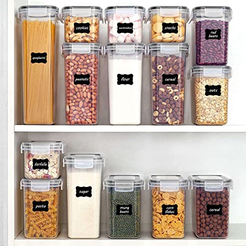 24 Pack plastic kitchen organizer food Storage containers with Lids, For sugar flour, Cereal, dry food.