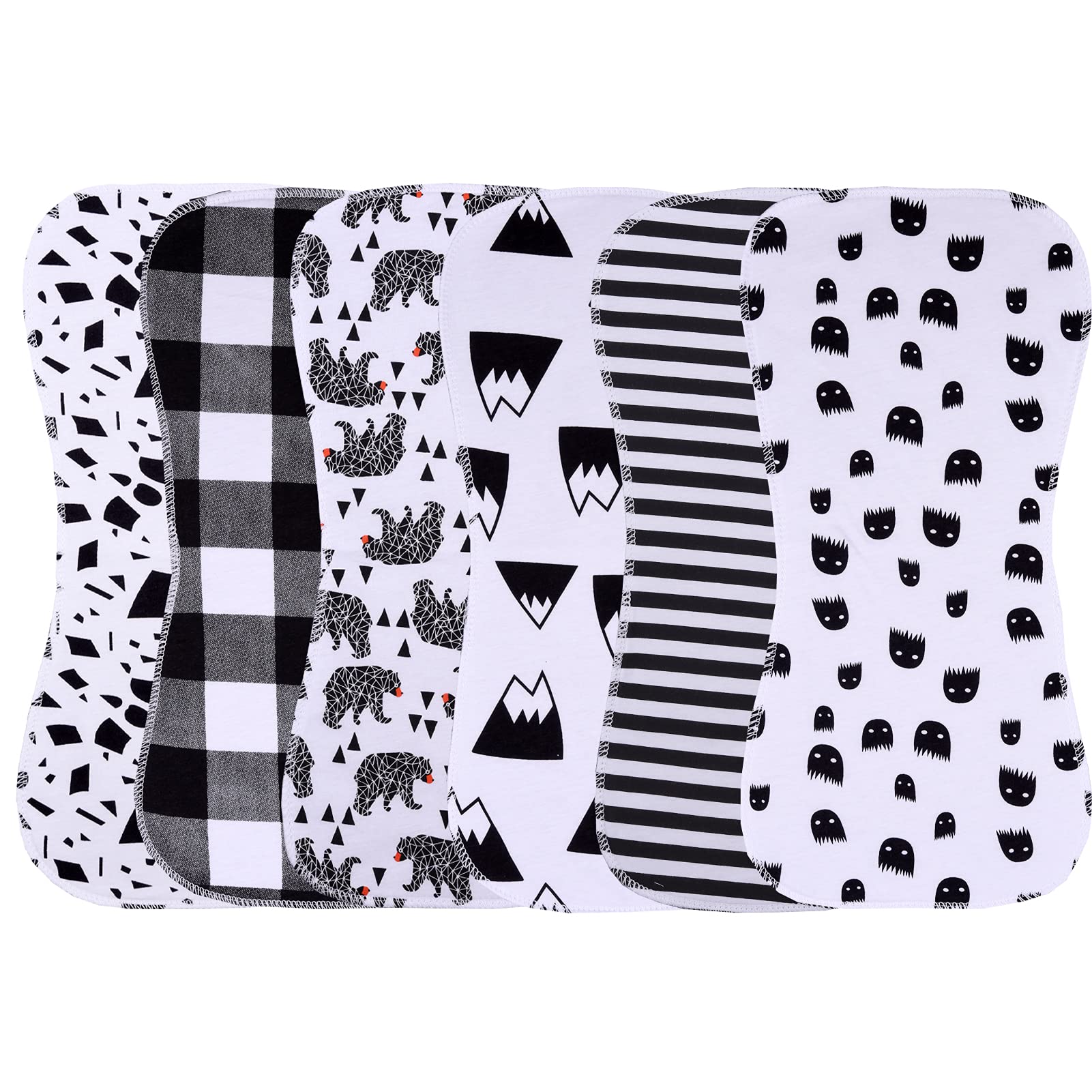 Gelisite 6 Pack Cotton Baby Burp Cloths Extra Absorbent Soft for Baby Boys and Girls Spit Up Cloth (Black)