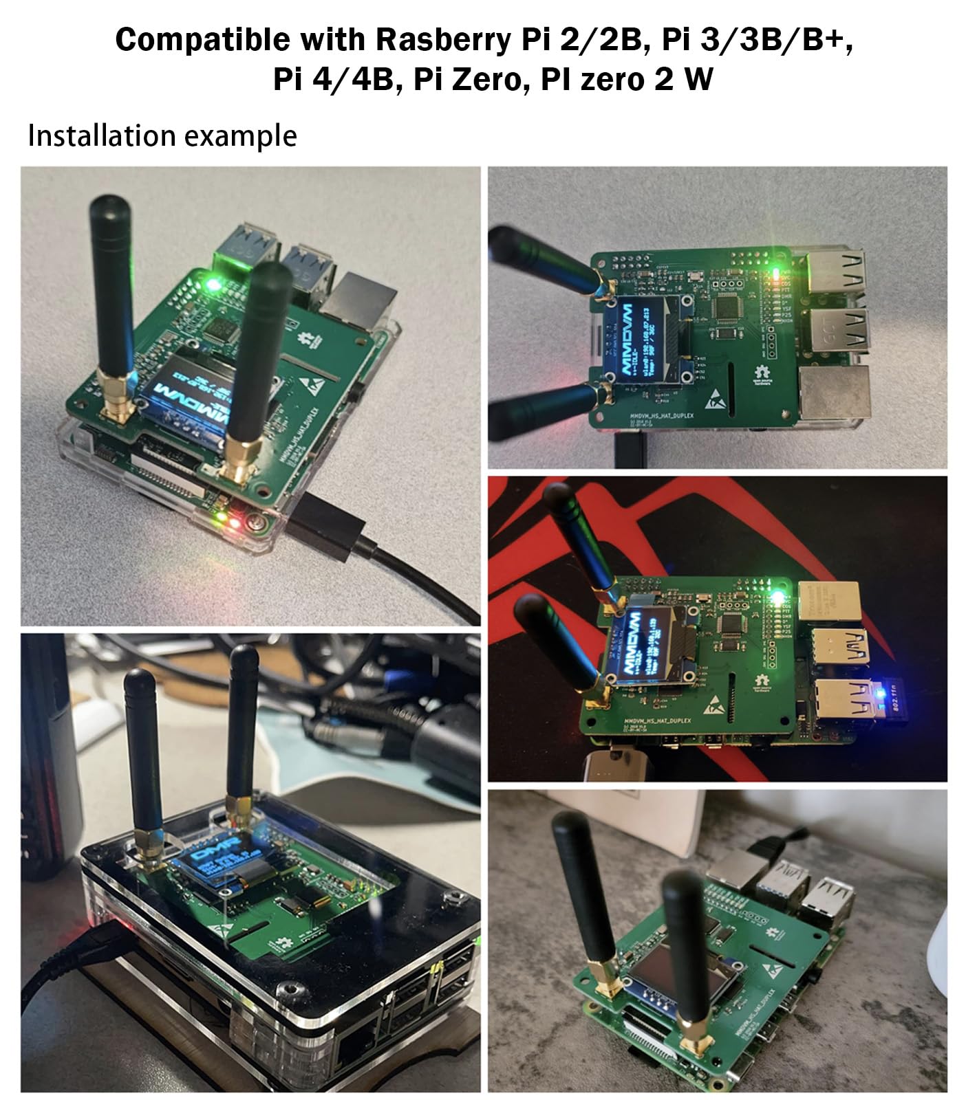 AURSINC MMDVM Duplex Hotspot Module Dual Hat V1.5.2 with 0.96 OLED Display Support P25 DMR YSF NXDN DMR Slot 1 + Slot 2 for Raspberry Pi, Pi Zero (with OLED)