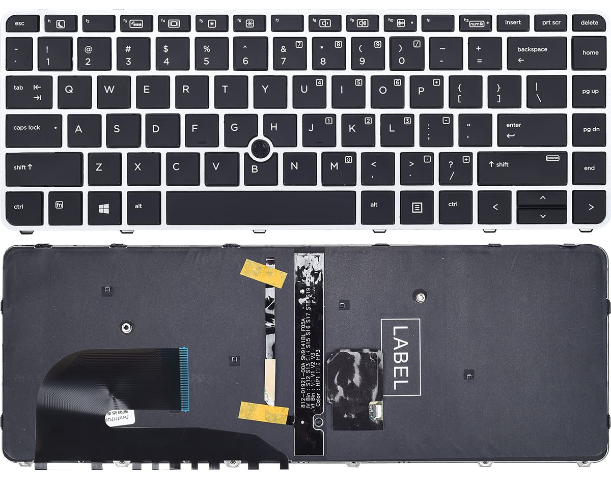 Replacement Keyboard for HP Elitebook 840 G3 848 G3, Elitebook 745 G3 745 G4 Series Laptop with Backlit Silver Frame US Keyboard