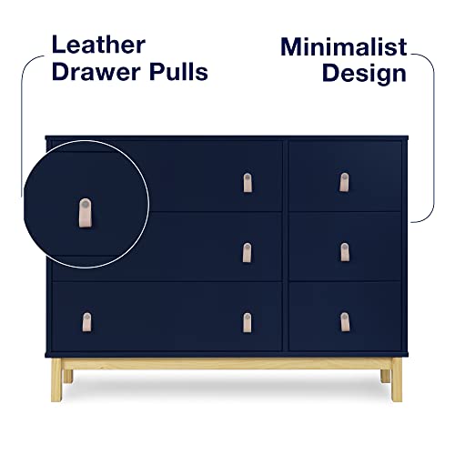babyGap by Delta Children Legacy 6 Drawer Dresser with Leather Pulls - Greenguard Gold Certified, Navy/Natural