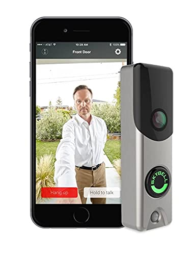 Skybell Slim Line II Silver Wi-fi Video Doorbell Camera for Alarm.com ADC-VDB105X Bundled with 4 inch Warning Sticker. Not Compatible with The Skybell app. Monthly Paid Subscription Required
