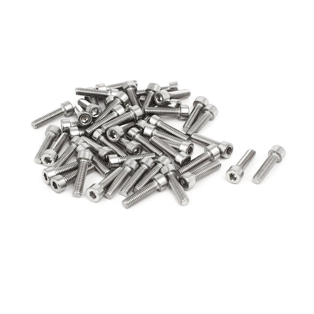 Aexit M4X16mm Fully quality Parts Thread Hex Socket Head Knurled Cap Screw Bolt Silver Tone 50pcs Model:72as619qo97