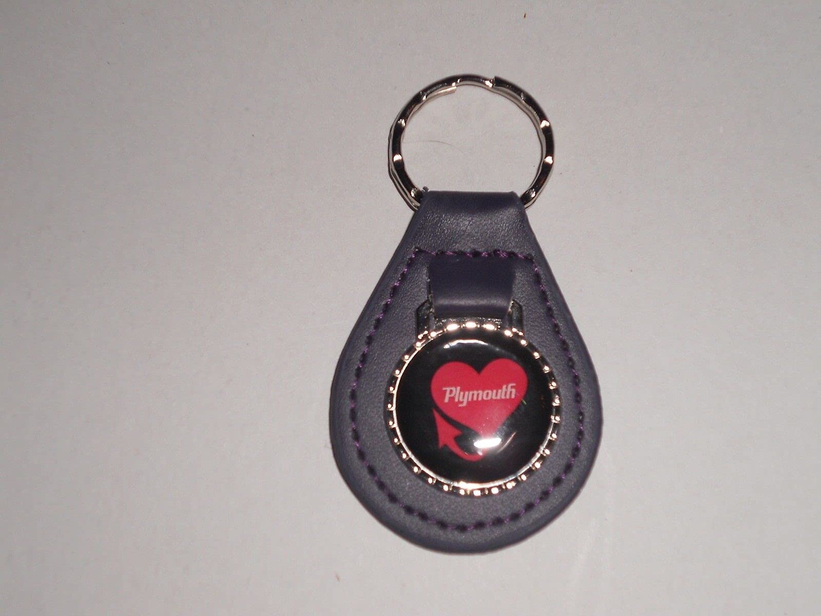 1967 1968 1969 1970 FURY VIP BARRACUDA VALIANT HEART LOGO LEATHER KEYCHAIN - PURPLE