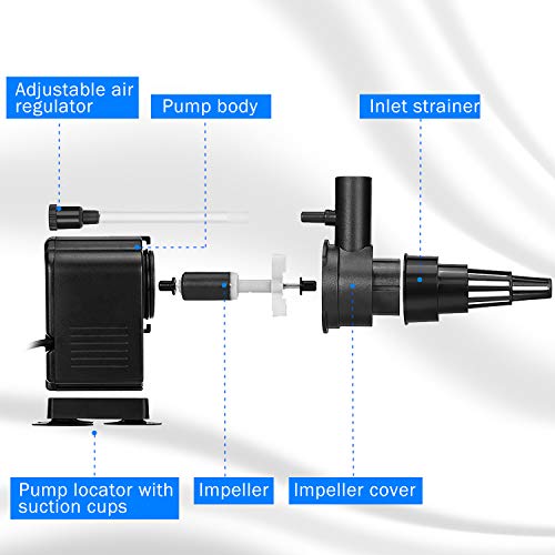 AquaMiracle Aquarium Powerhead Pump Circulating Water Pump 135 GPH for 10-40 Gallon Aquariums with Aerating Features